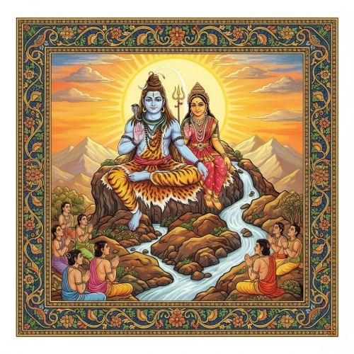 Kalamkari Art – Shiva Parvati Divine Blessings - Whispering Pines ...